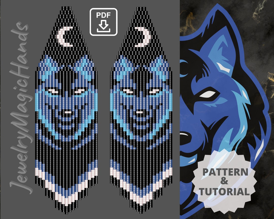 Earrings Wolf and Moon Tutorials Dangle Fringe Earrings Beaded Brick ...