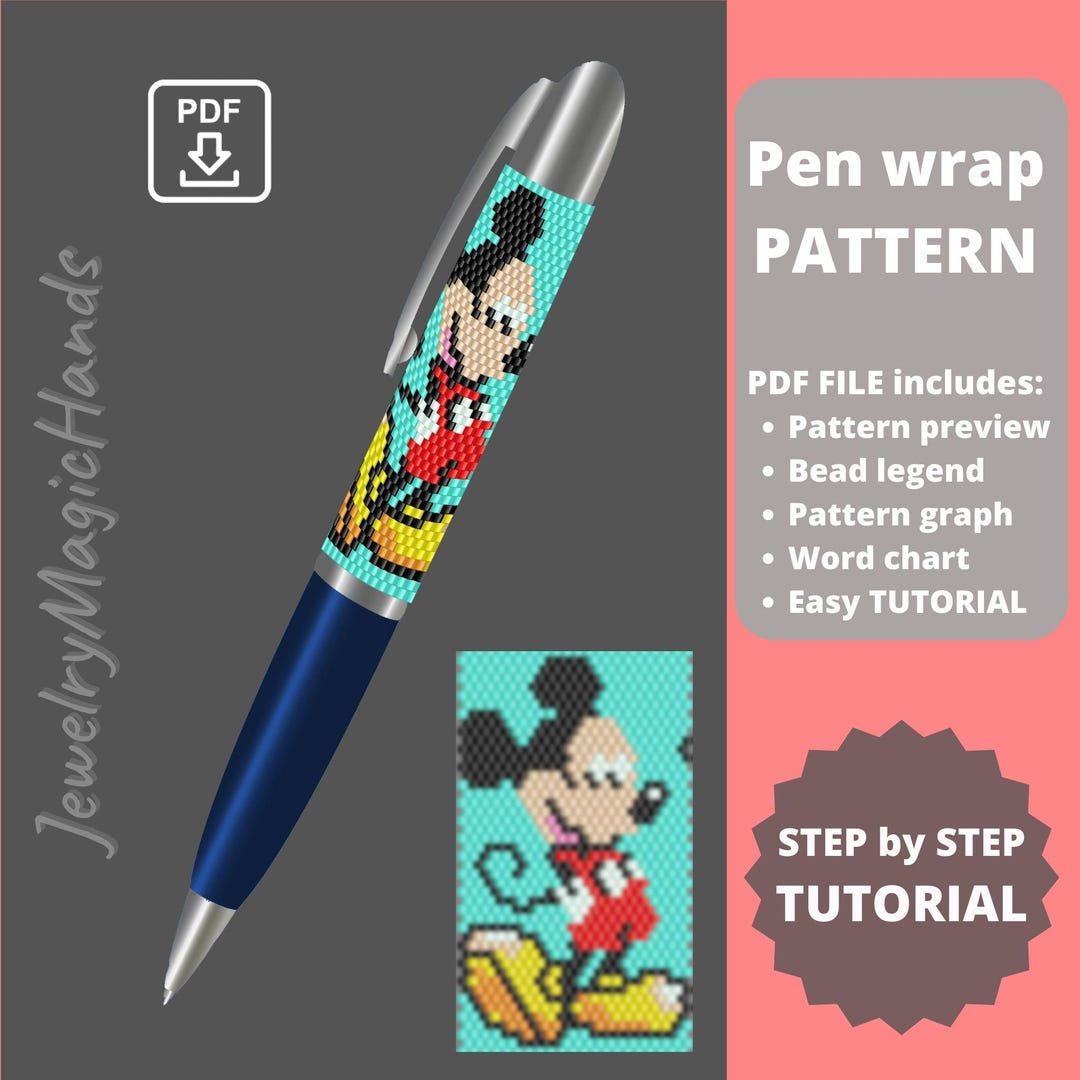 Pen Wrap Pattern | Step by Step TUTORIAL | Funny Pen Cover | Beaded ...