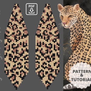 Fringe Earrings Leopard Skin Seed Bead Pattern Leopard Print Brick ...