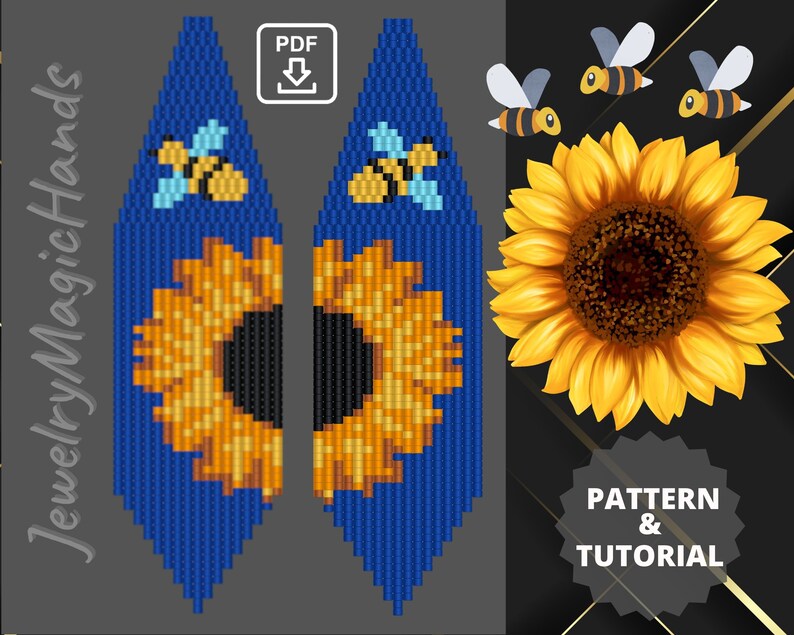 Sunflower Earrings Pattern | Long Seed Bead Earrings | Step by Step ...