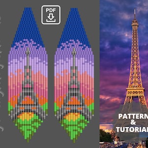 Eiffel Tower Earrings Pattern, Paris Tower Fringe Dangle Beaded ...