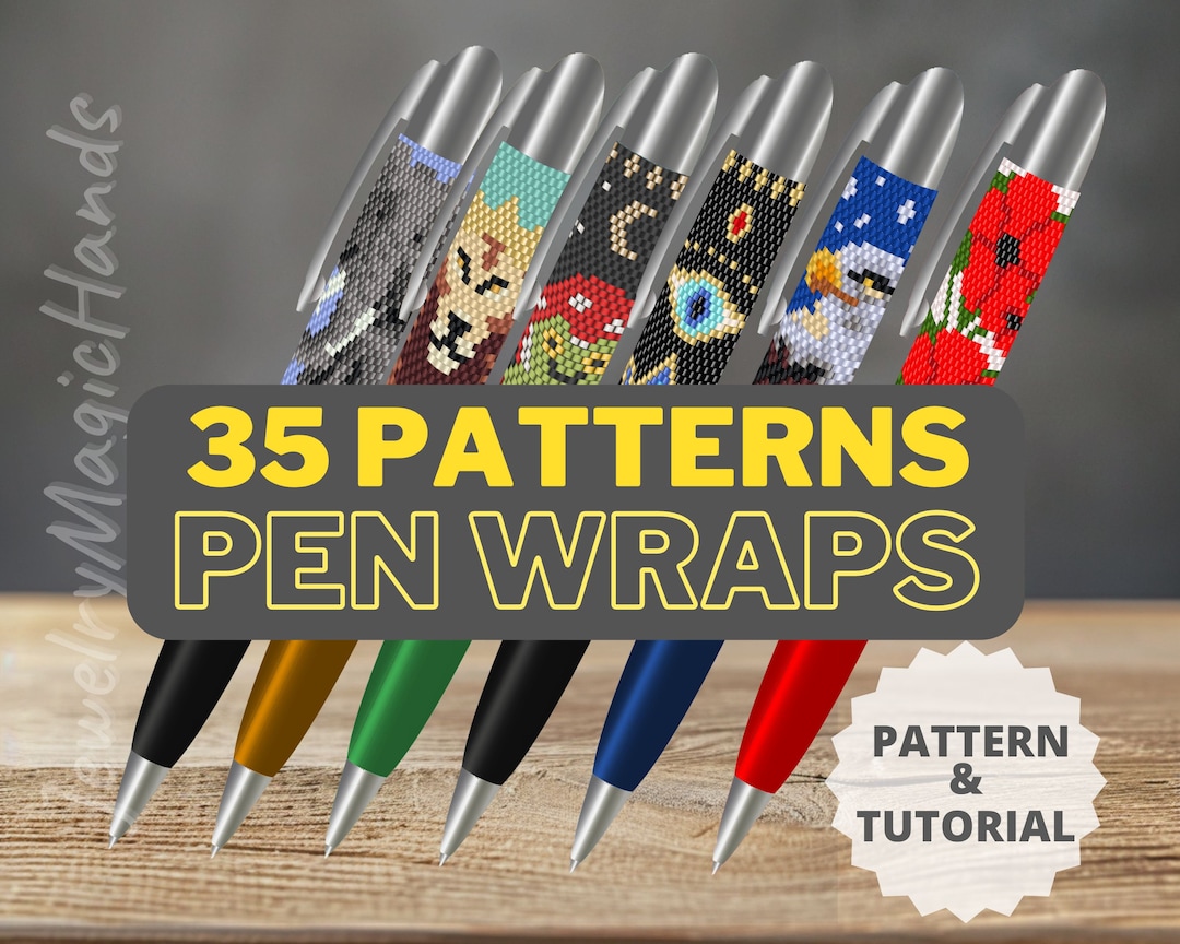 35 PATTERNS Pen Wrap Pilot G-2, Step by Step TUTORIAL, Funny Pen Cover ...