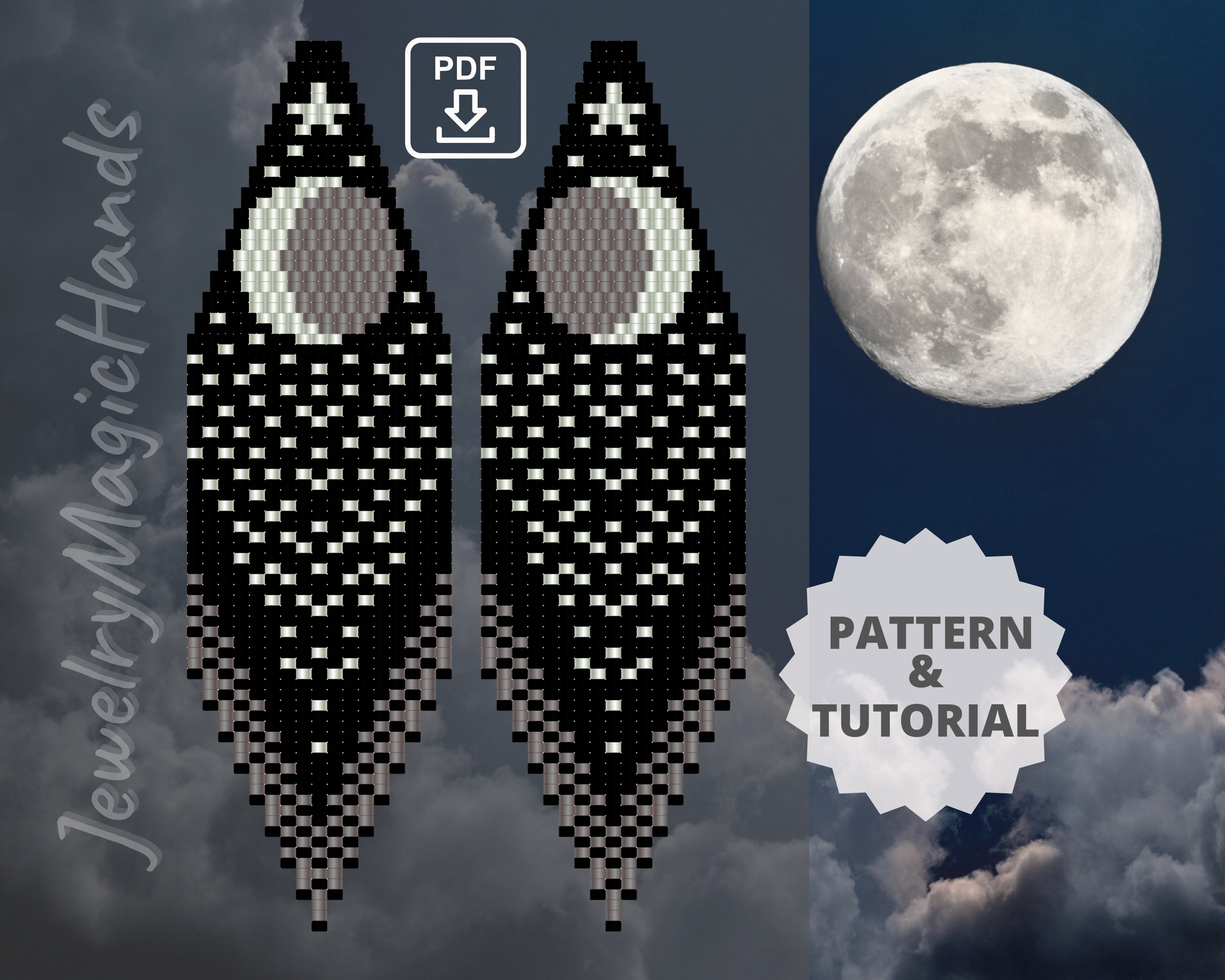 Moon Star Earrings Pattern | Step-by-step TUTORIAL Brick Stitch ...