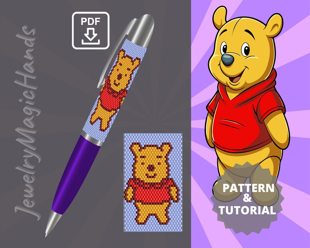 Pen Wrap Bear Pattern Step by Step TUTORIAL Funny Pen Cover Beaded ...