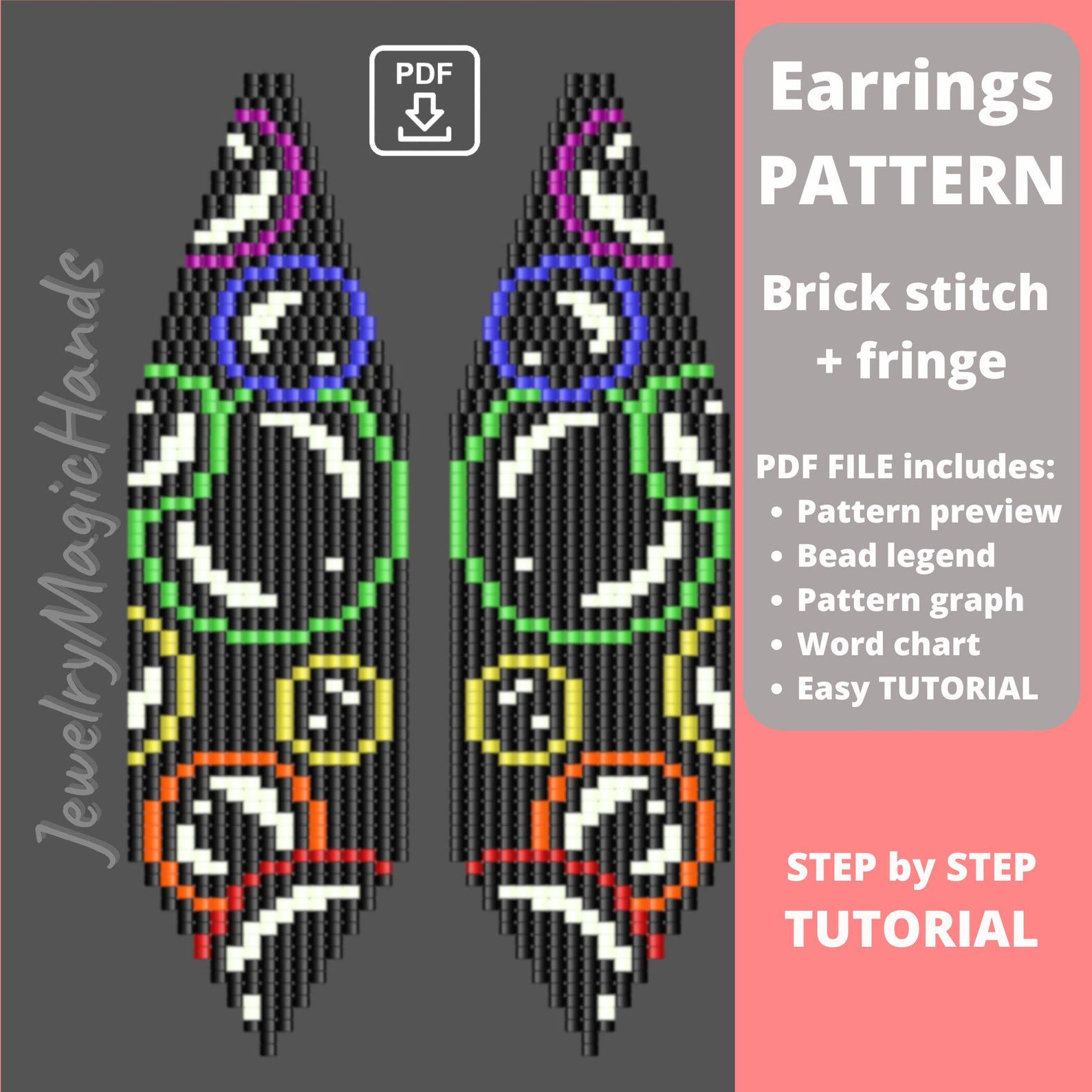 Soap Bubbles Earrings Pattern | Step-by-step TUTORIAL Brick Stitch ...