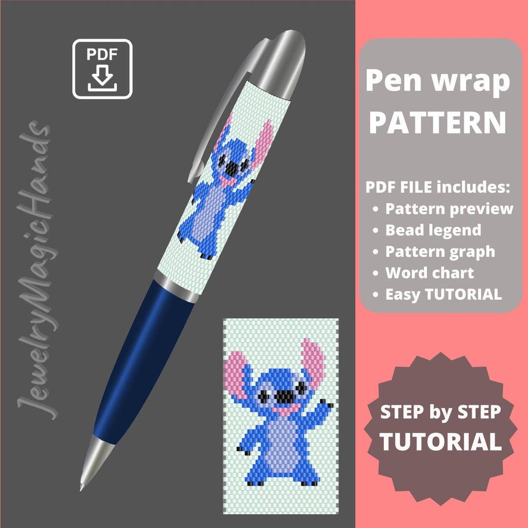 Pen Wrap Pattern | Step by Step TUTORIAL | Funny Pen Cover | Beaded ...
