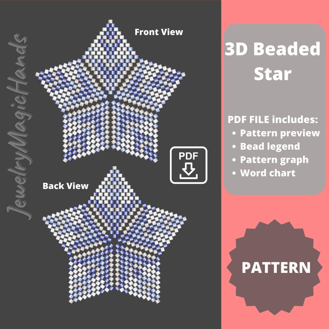 3D PEYOTE STAR Snowflake Pattern | PDF Christmas Ornament | Beaded ...