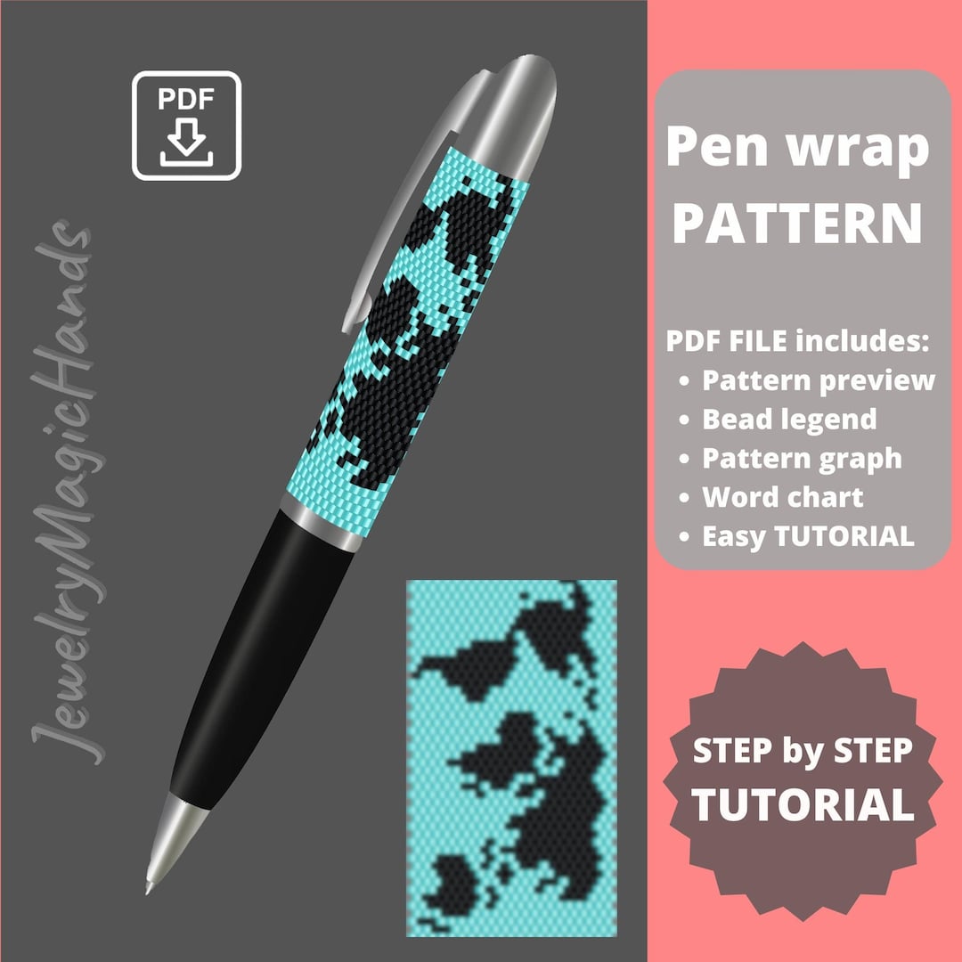 Pen Wrap World Map Pattern | Step by Step TUTORIAL | Funny Pen Cover ...