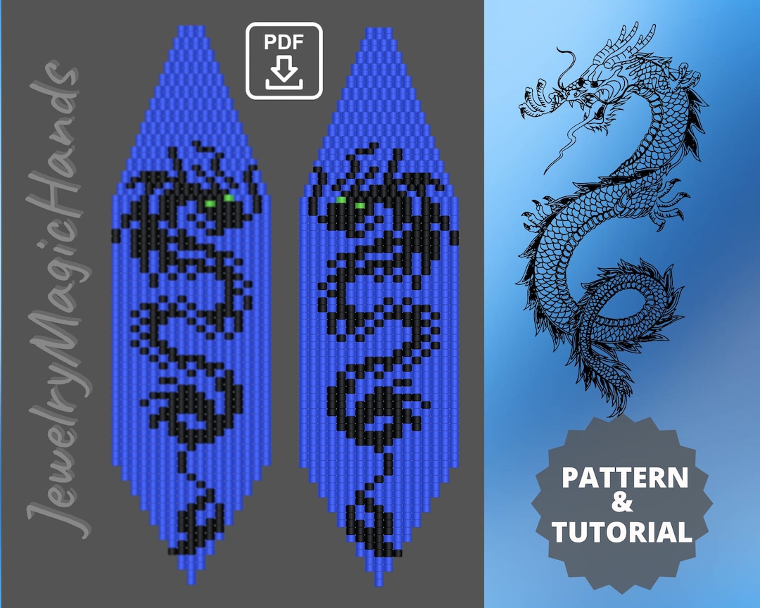 Chinese Dragon Earrings Pattern | Long Seed Bead Earrings | Step by ...