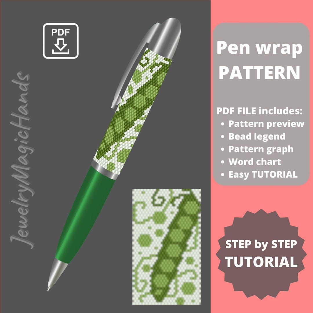 Pen Wrap Peas in a Pod Pattern Step by Step TUTORIAL Peas Pen Cover ...