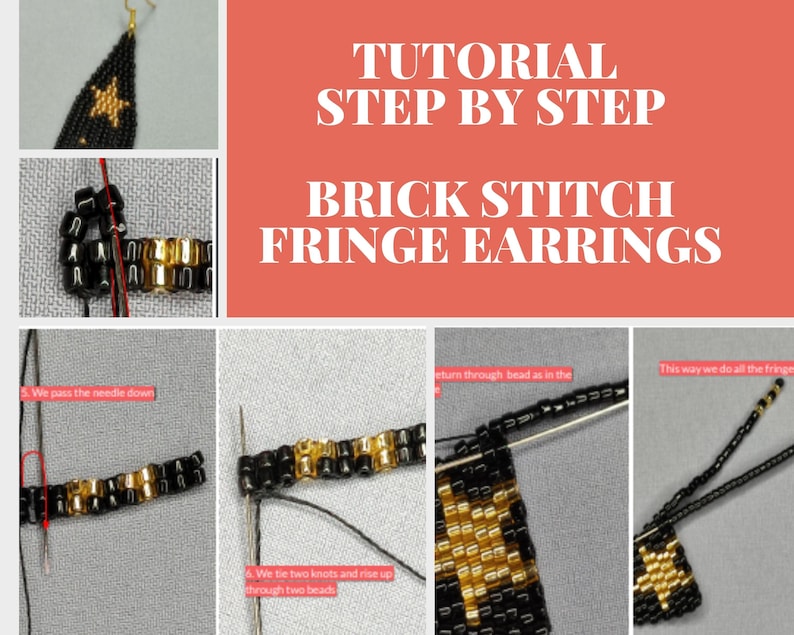 Christmas Black Cat Earrings, Xmas Fringe Dangle Beaded Earrings, Brick ...