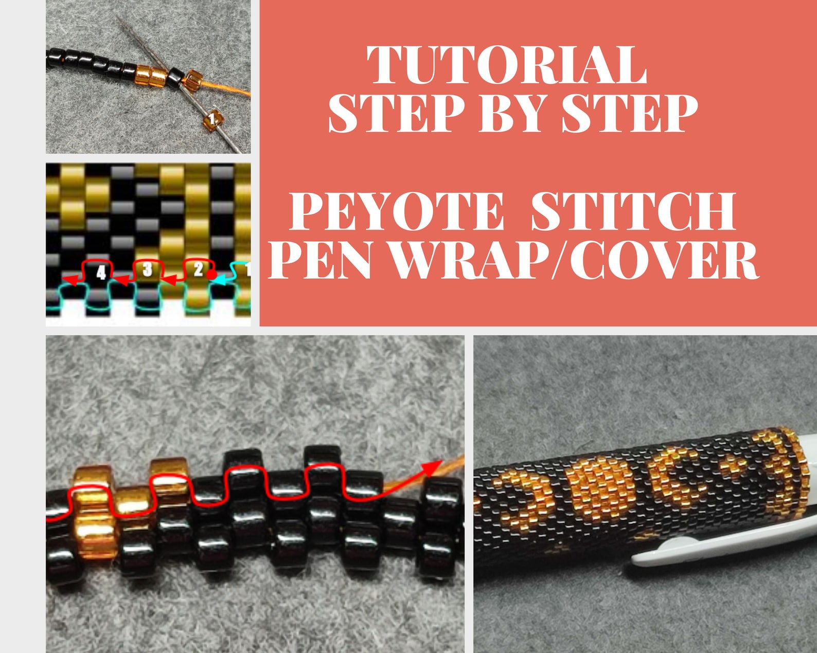 Pen Wrap Black Cat Pattern Step by Step TUTORIAL Pen Cover - Etsy