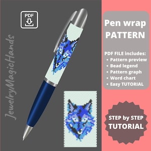 Pen Wrap Wolf Pattern | Step by Step TUTORIAL | Funny Pen Cover ...