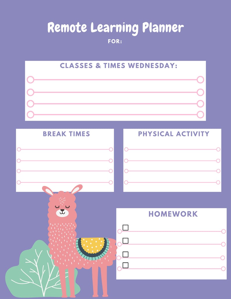 Printable Planner Remote Learning for Preschool Elementary | Etsy