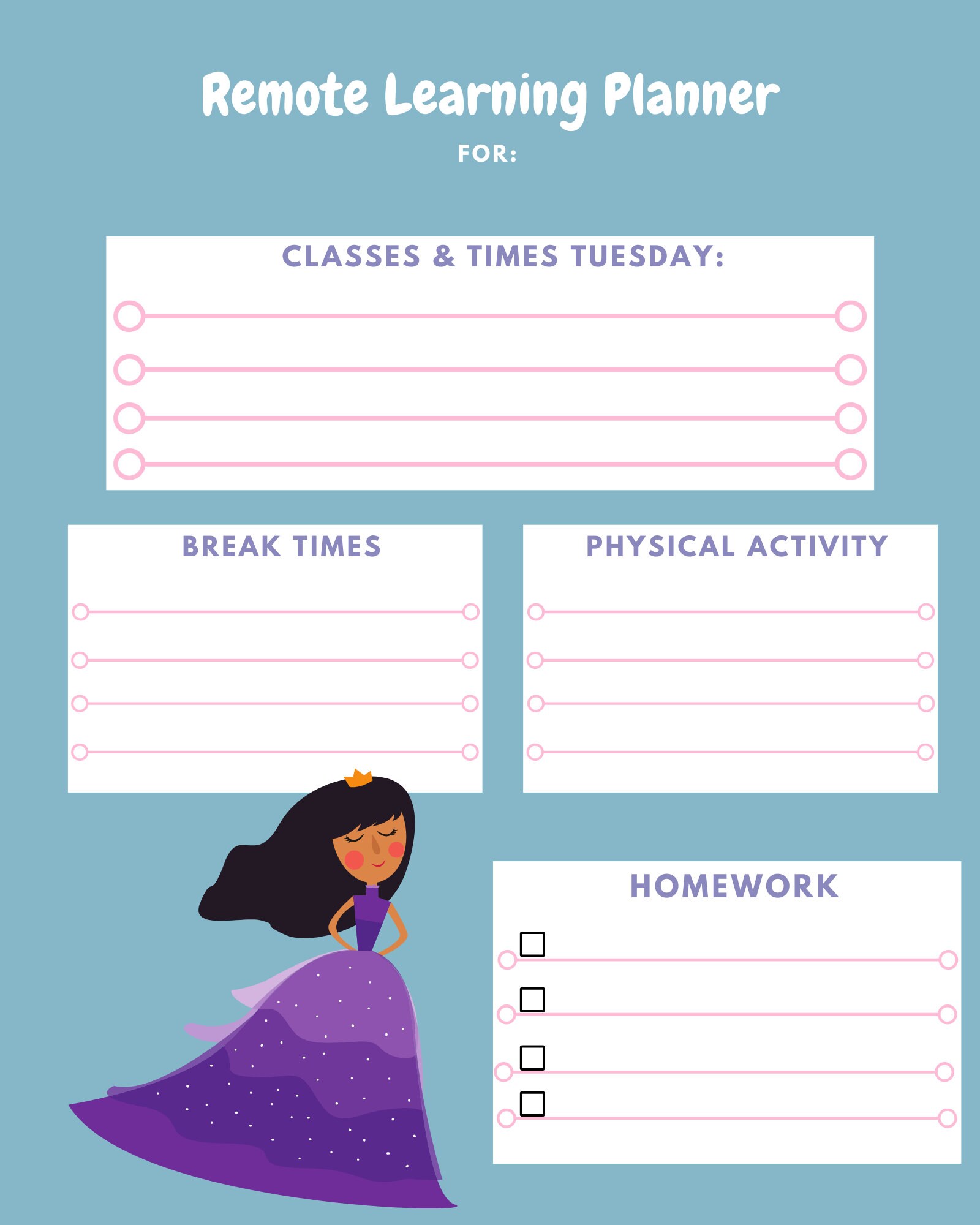 20 Daily Printable Planners, Remote Learning for Preschool Elementary ...