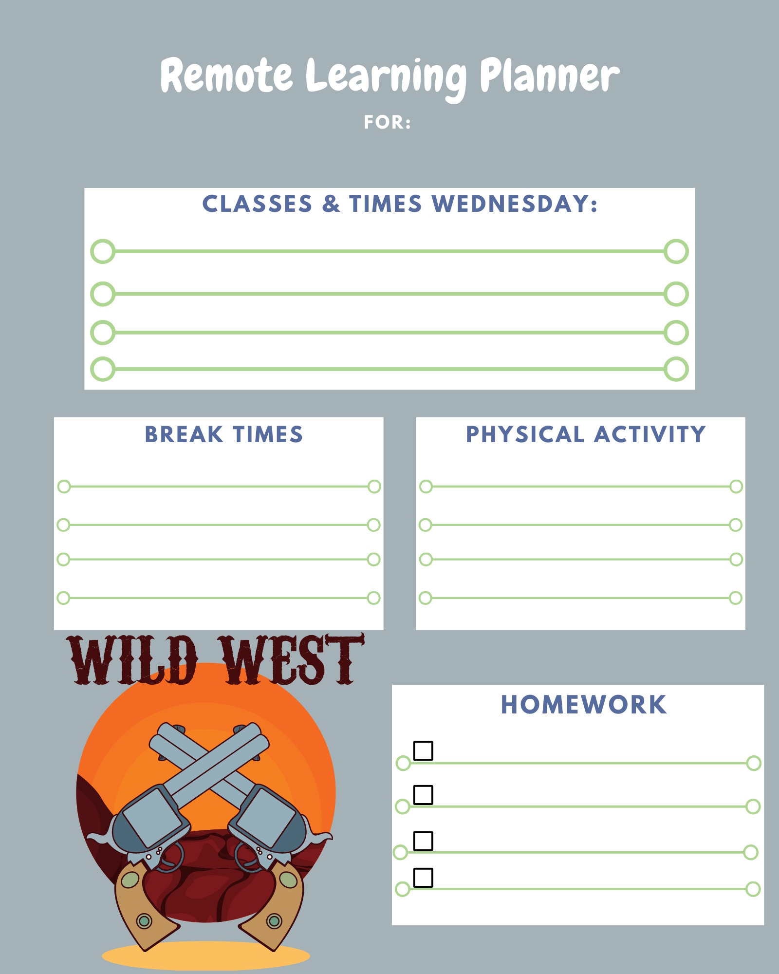 Remote Learning Printable Planner for Preschool Elementary School ...