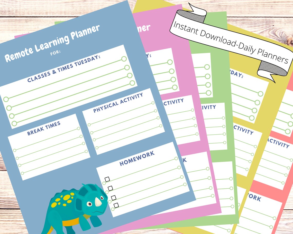 Remote Learning Printable Planner for Preschool Elementary School ...