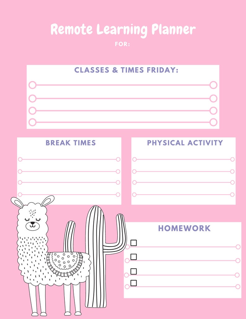 Printable Planner Remote Learning for Preschool Elementary | Etsy