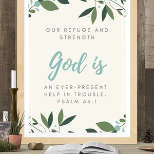 God is Our Refuge and Strength, Psalm 46:1, Bible Verse Wall Art ...