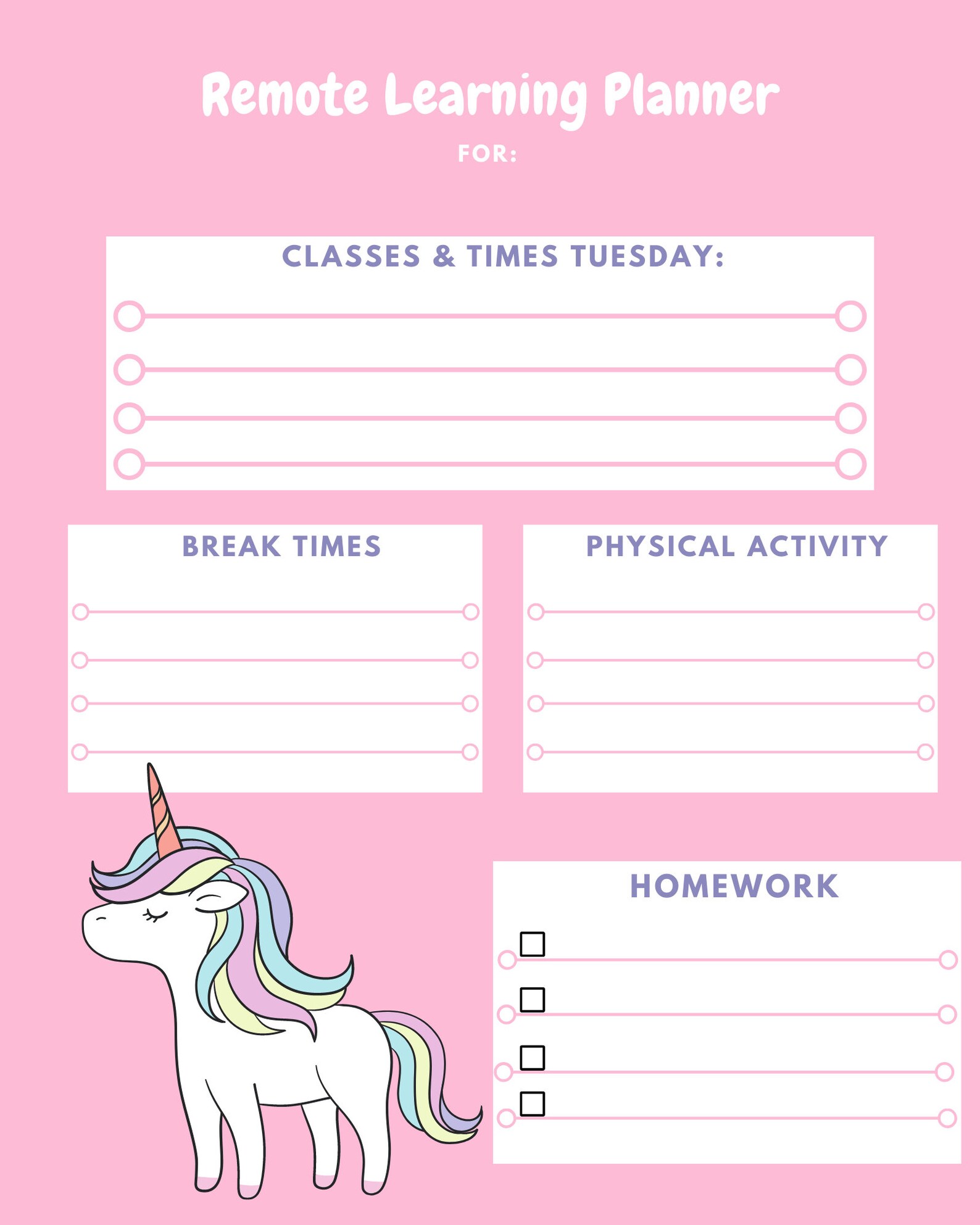 20 Daily Printable Planners, Remote Learning for Preschool Elementary ...