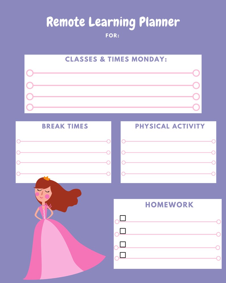20 Daily Printable Planners, Remote Learning for Preschool Elementary ...