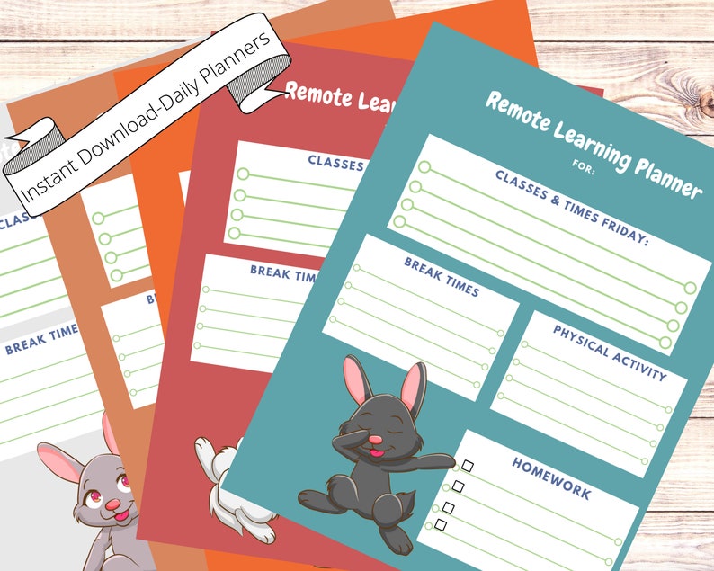 Remote Learning Printable Planner for Preschool Elementary School ...