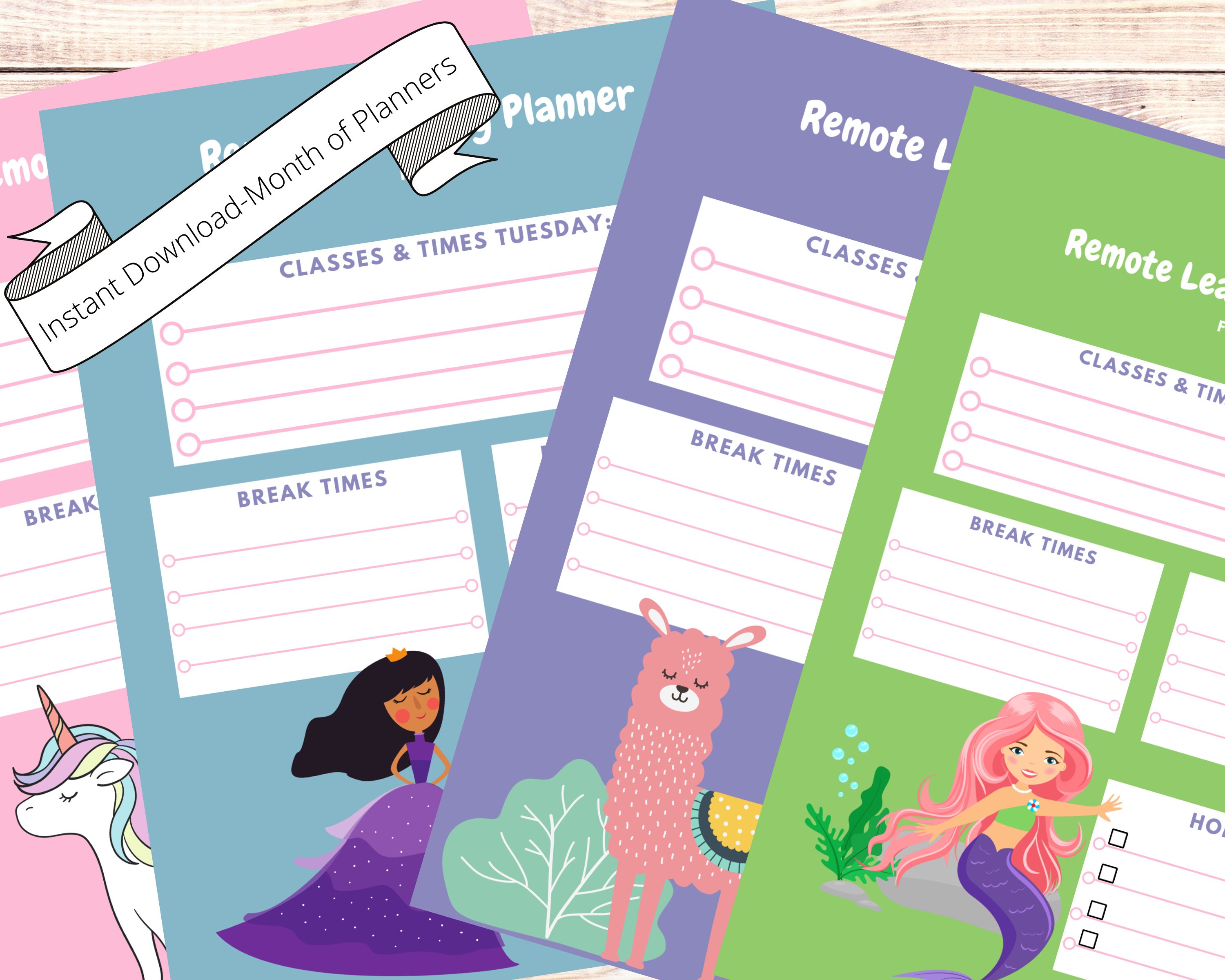 20 Daily Printable Planners, Remote Learning for Preschool Elementary ...