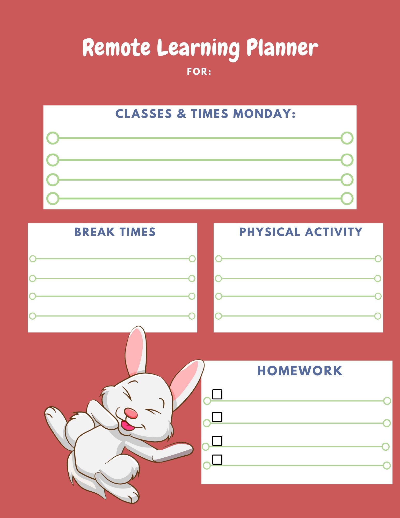 Remote Learning Printable Planner for Preschool Elementary School ...