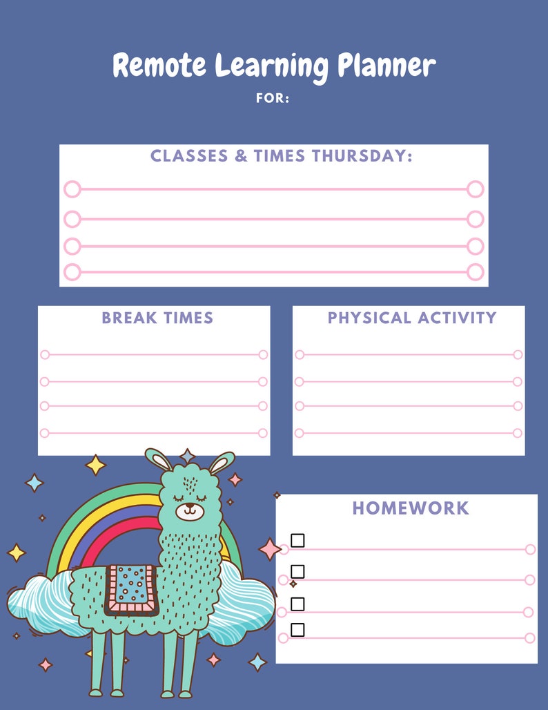 20 Daily Printable Planners, Remote Learning for Preschool Elementary ...
