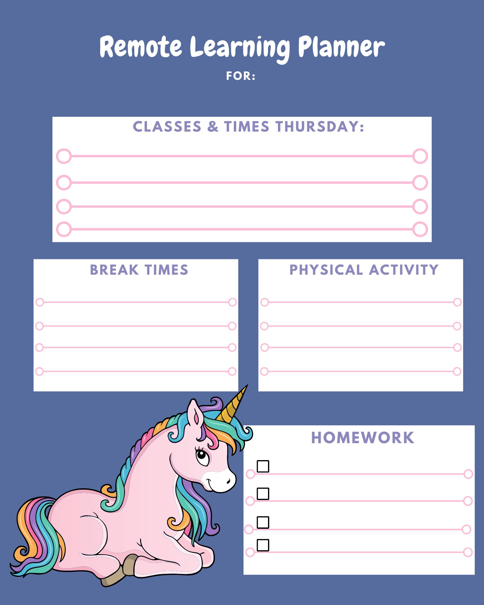 20 Daily Printable Planners, Remote Learning for Preschool Elementary ...