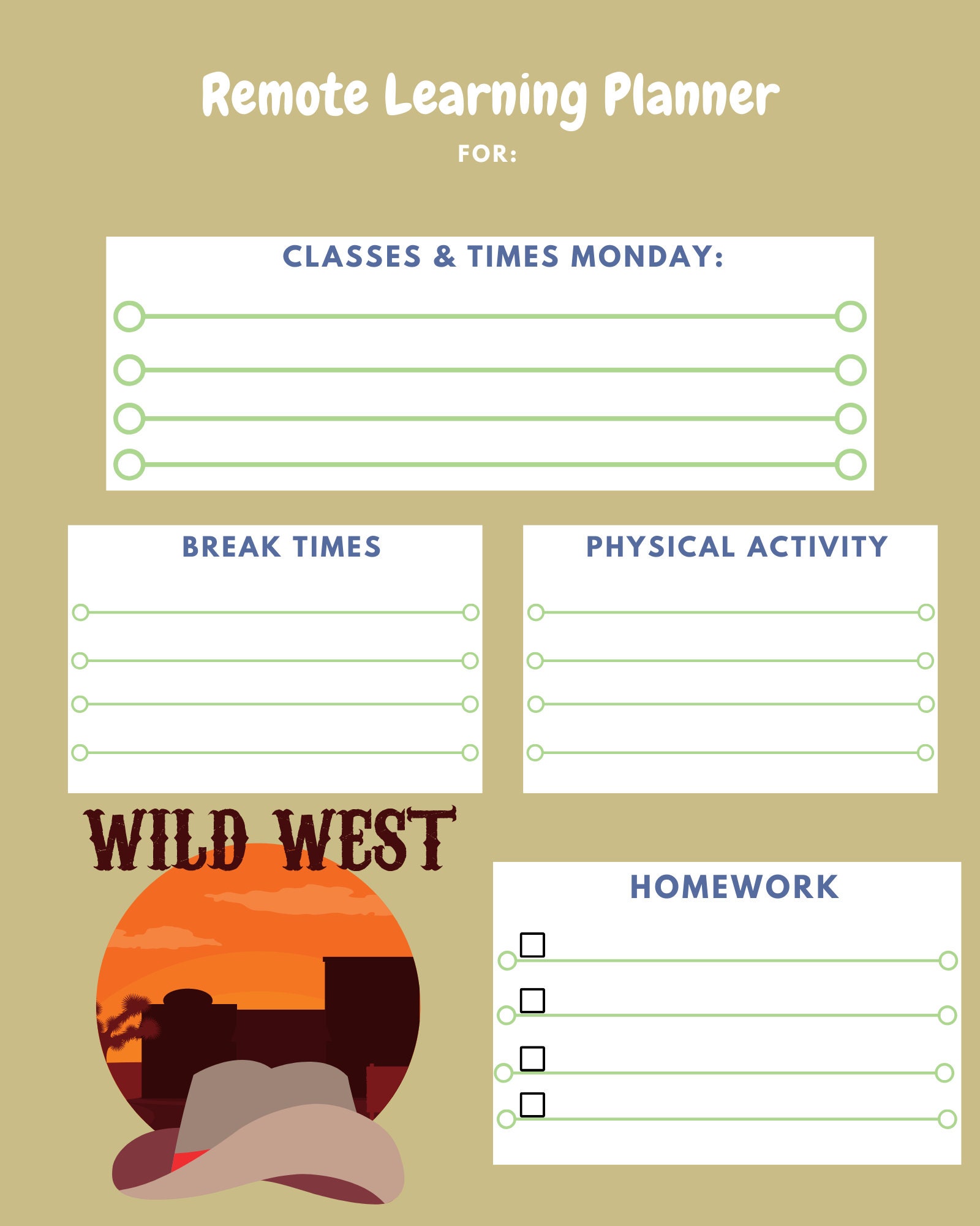 Remote Learning Printable Planner for Preschool Elementary School ...
