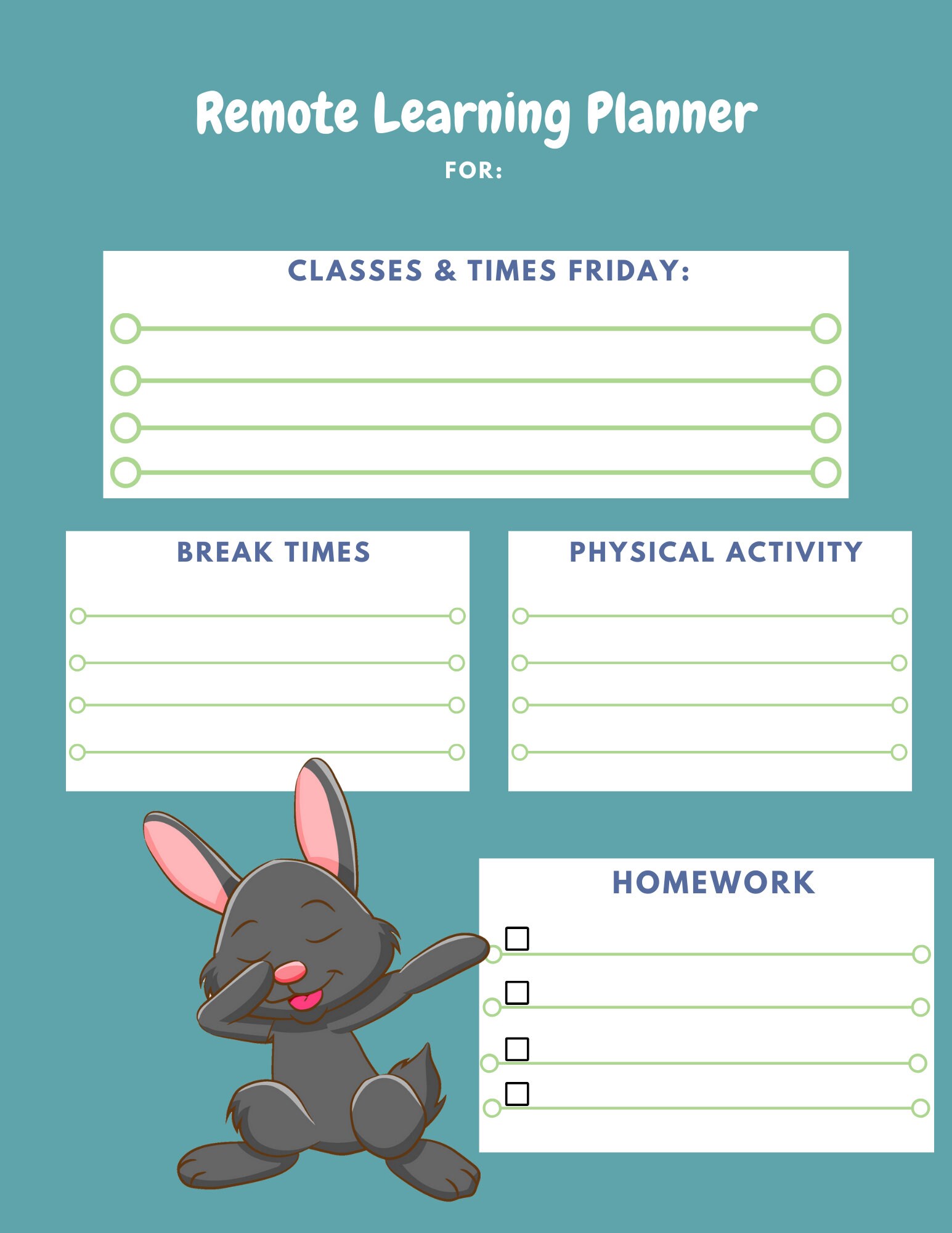 Remote Learning Printable Planner for Preschool Elementary School, Grade School, Distance ...