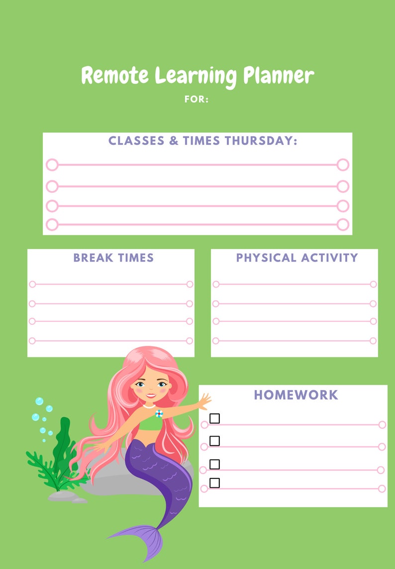 20 Daily Printable Planners, Remote Learning for Preschool Elementary ...