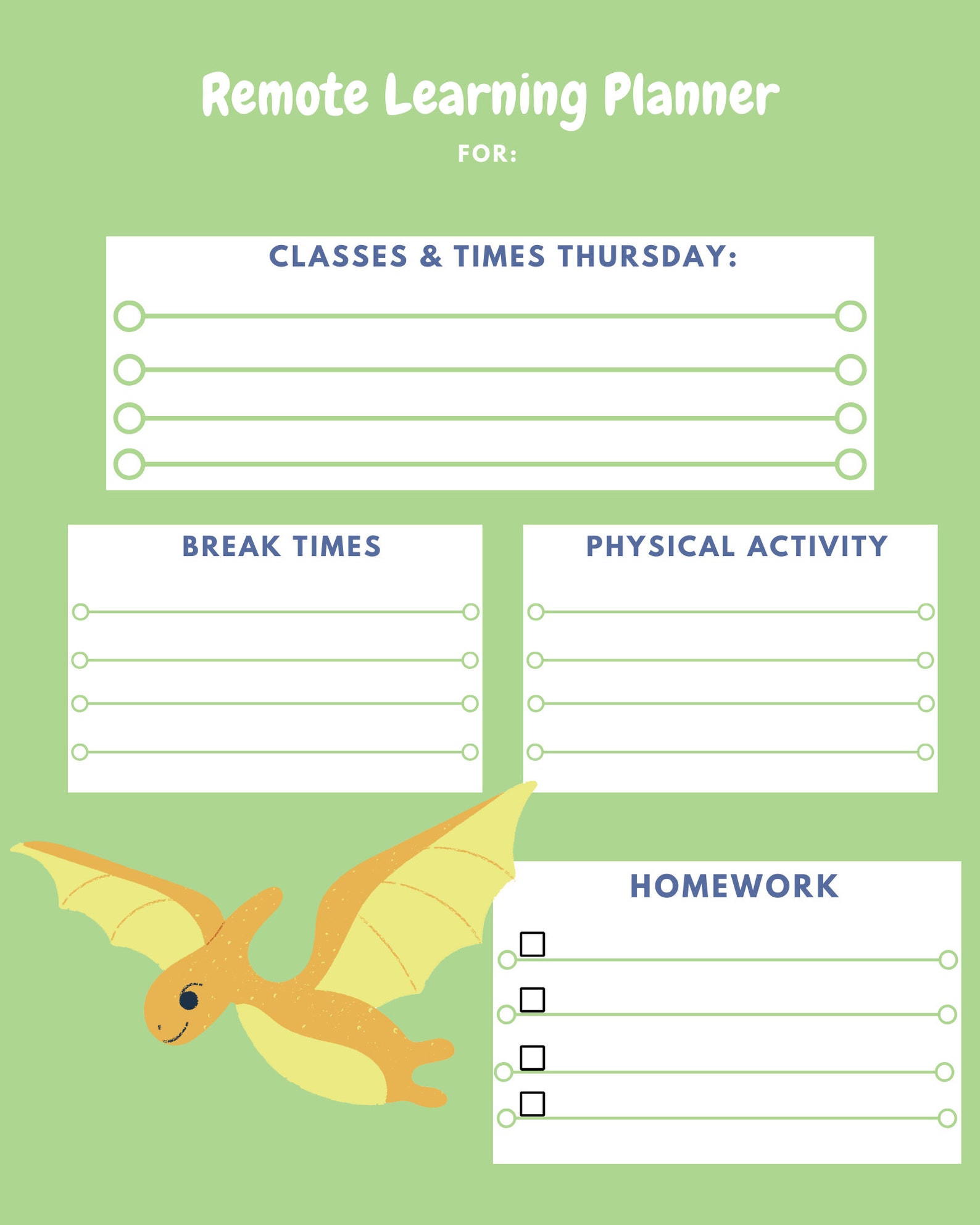 Remote Learning Printable Planner for Preschool Elementary School ...