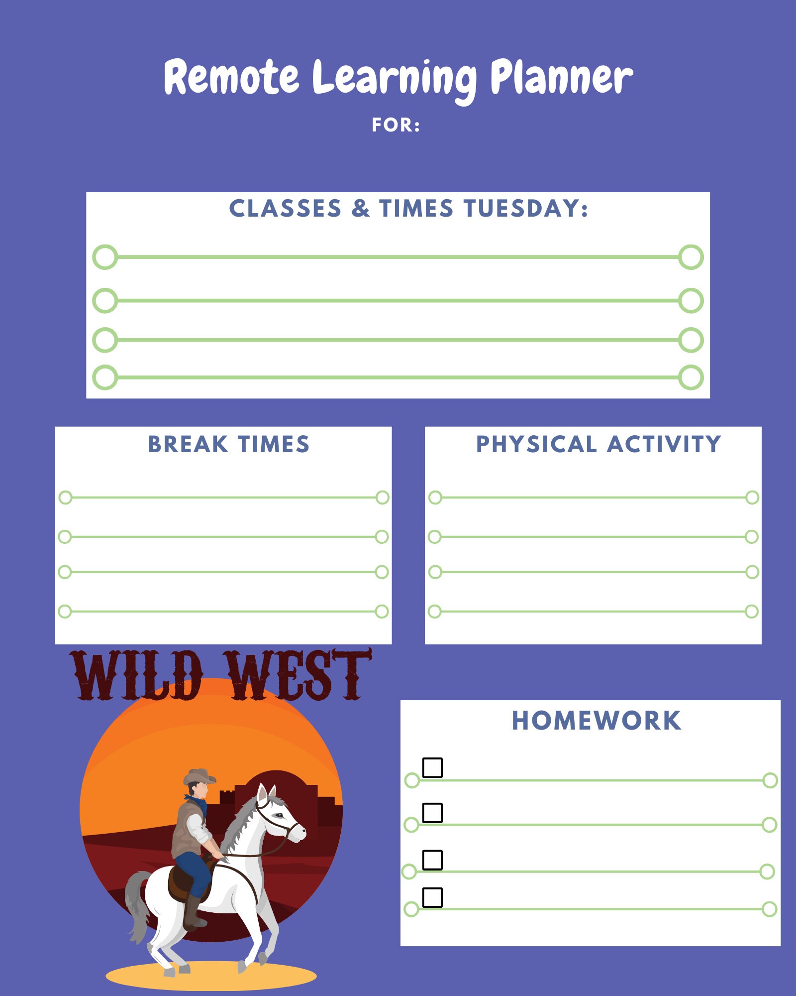 Remote Learning Printable Planner for Preschool Elementary School ...