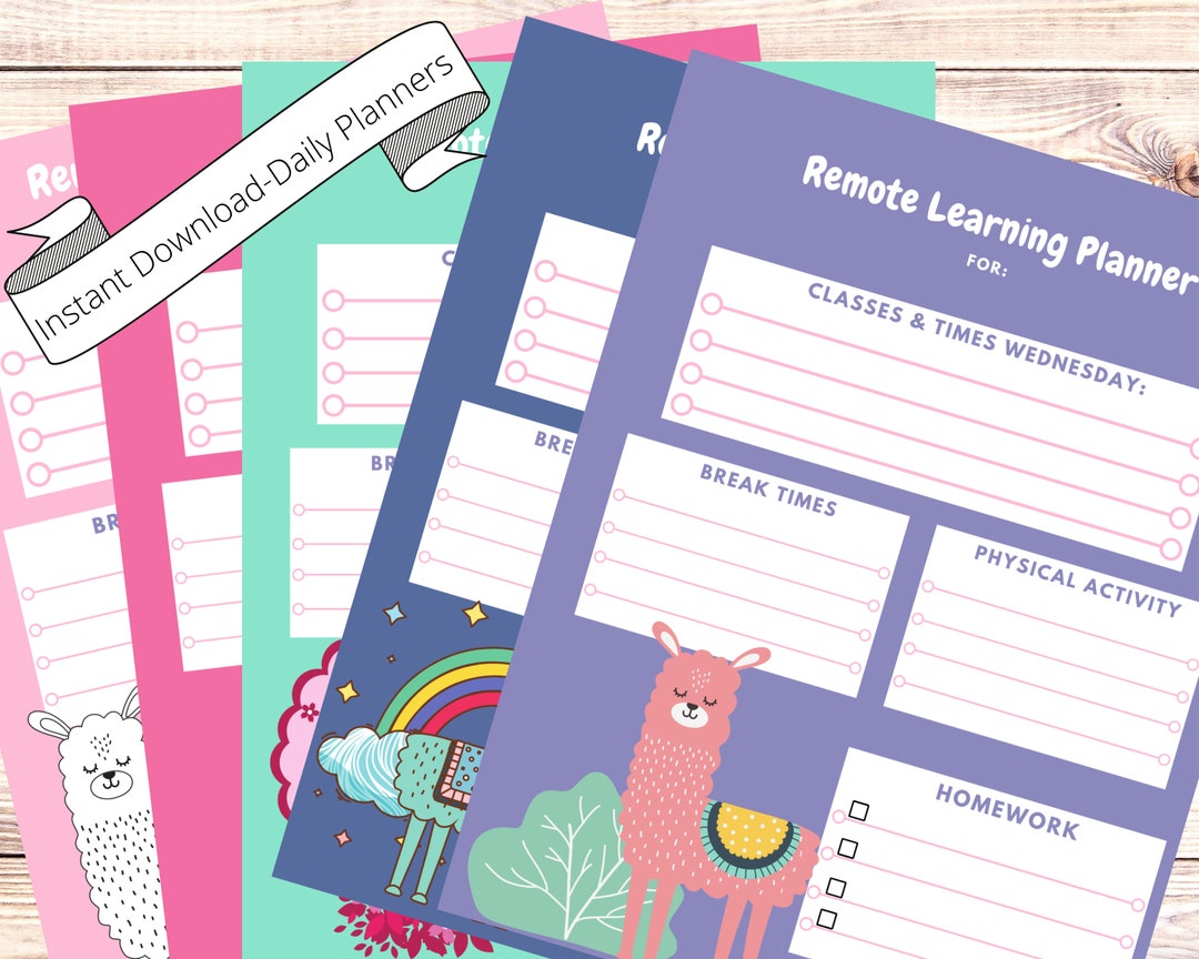 Printable Planner, Remote Learning for Preschool Elementary School ...