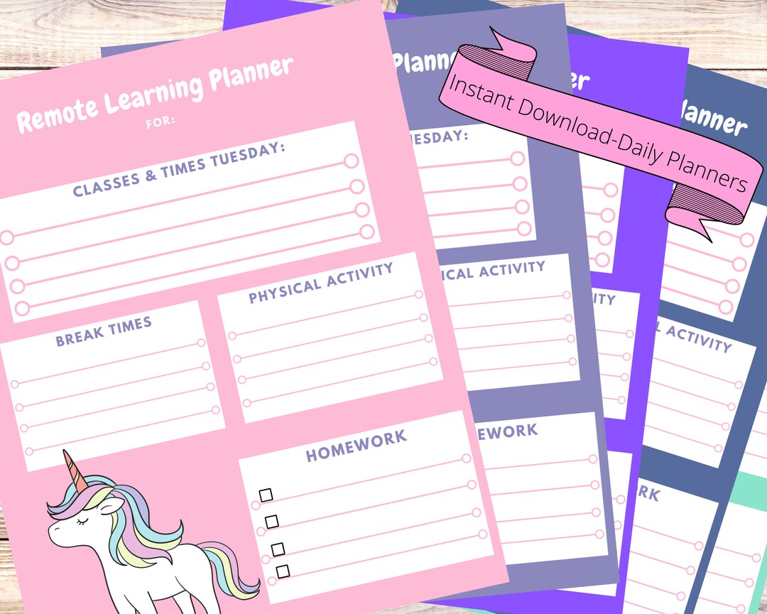 Remote Learning Printable Planner for Preschool Elementary School ...