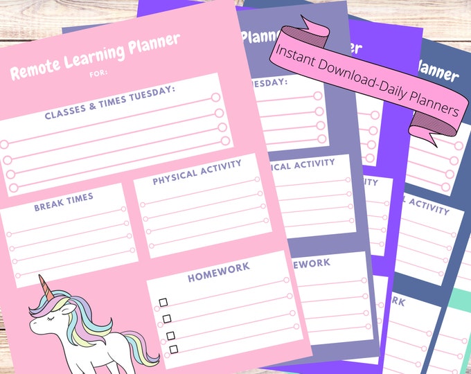 Remote Learning Printable Planner for Preschool Elementary School ...