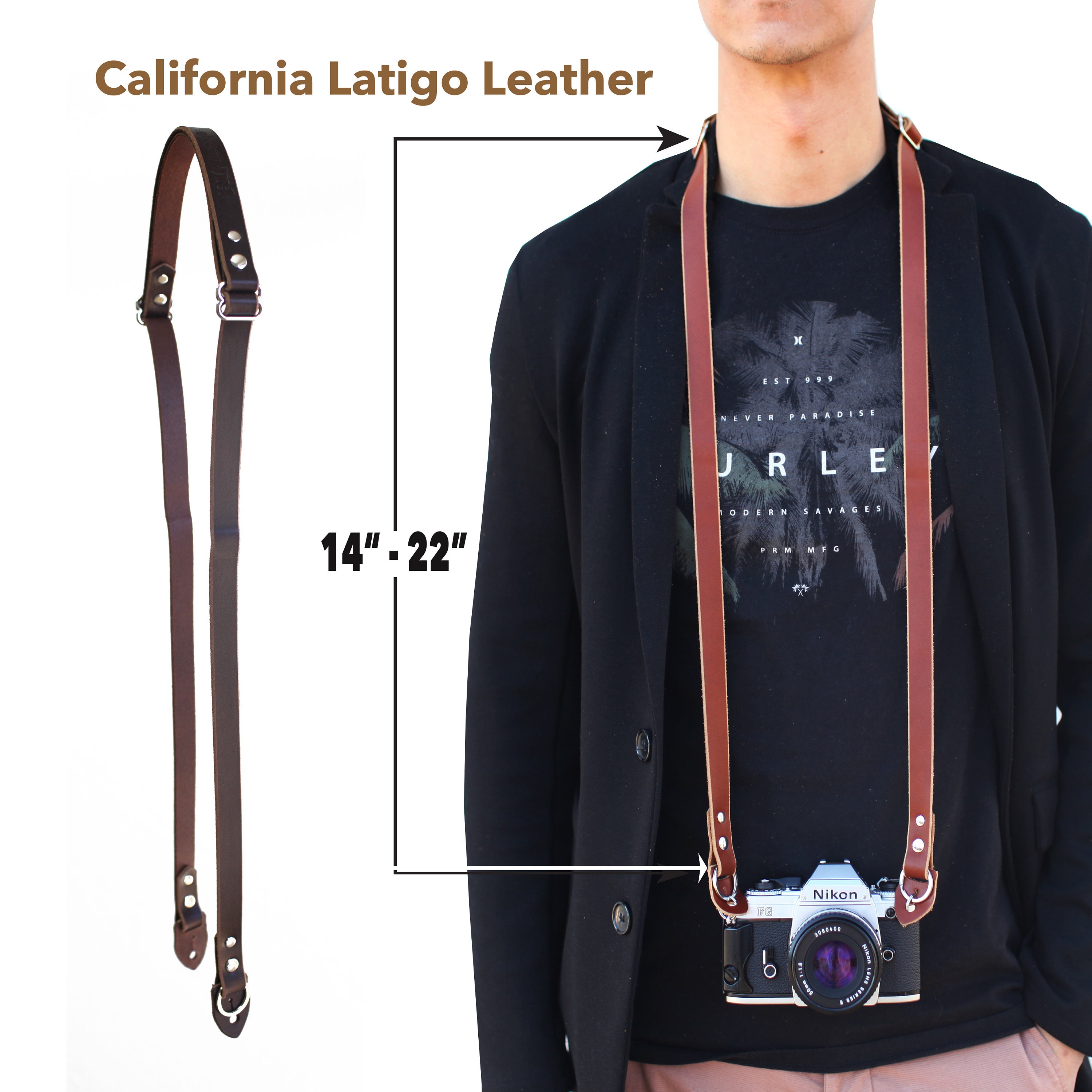 Panje - Single Adjustable Handmade Leather Camera Sling and Neck Strap ...