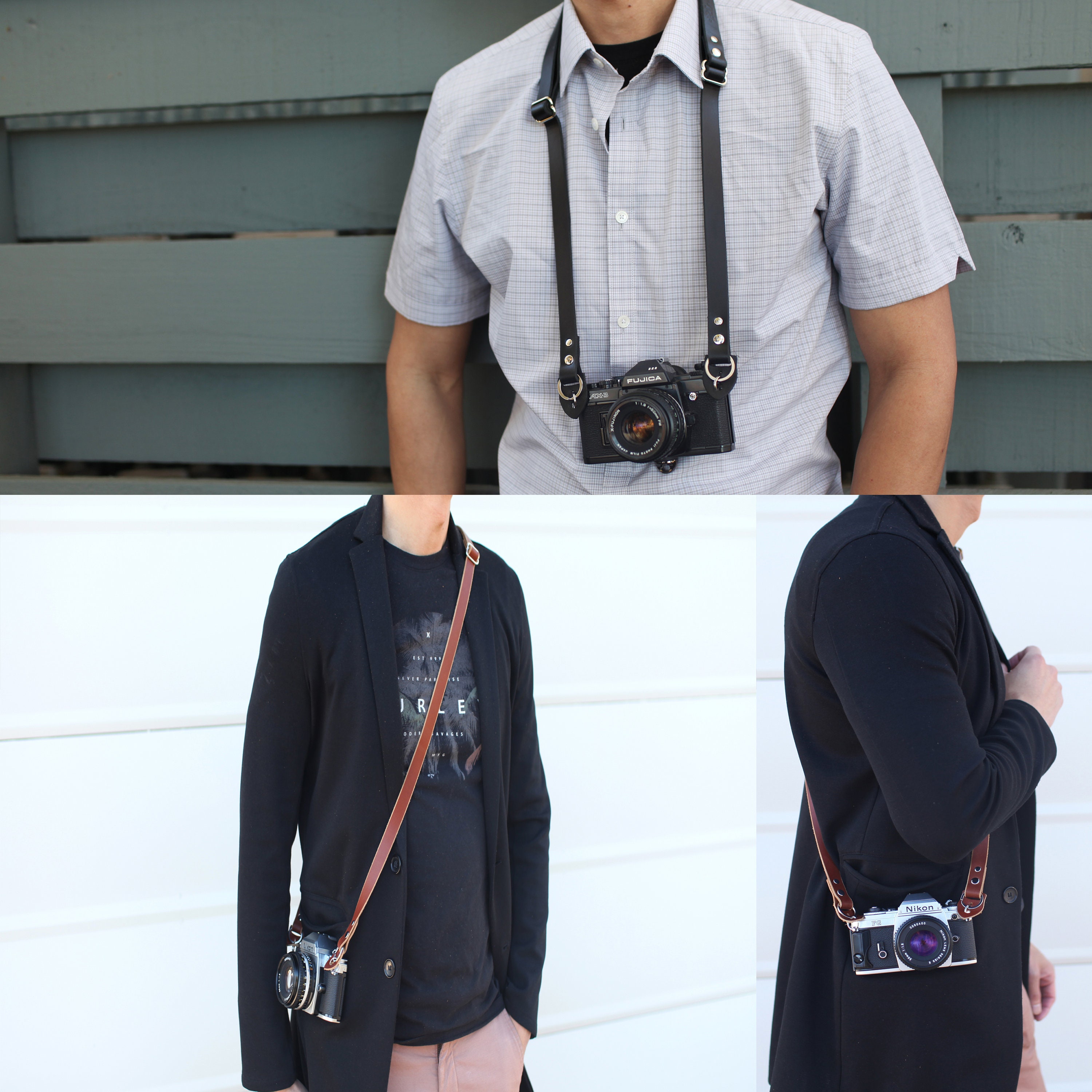 Panje - Single Adjustable Handmade Leather Camera Sling and Neck Strap ...