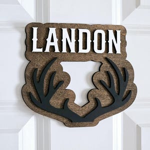 3D Name Sign for Door Kids Door Sign Custom Kids Name Sign Woodland ...