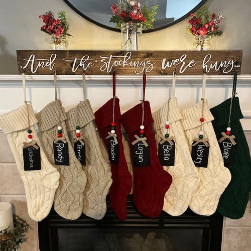 And the Stockings Were Hung Wooden Sign Stocking Holder Sign - Etsy