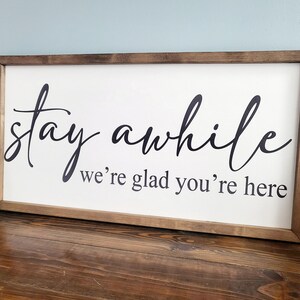 Living Room Wall Decor | Stay Awhile Sign | Stay Awhile Wood Sign ...
