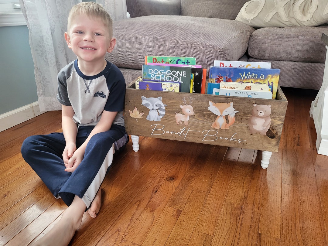 Personalized Woodland Book Library Box Book Box Book Storage Kids Books ...