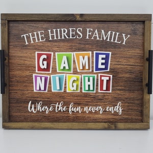 Game Night Tray - Game Storage - Gift Box - Personalized Tray- Family ...