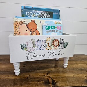Personalized Children's Library Box, Safari Baby Book Box, Book Storage ...