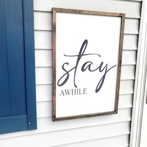Porch Wall Decor | Stay Awhile Sign | Stay Awhile Wood Sign | Living ...