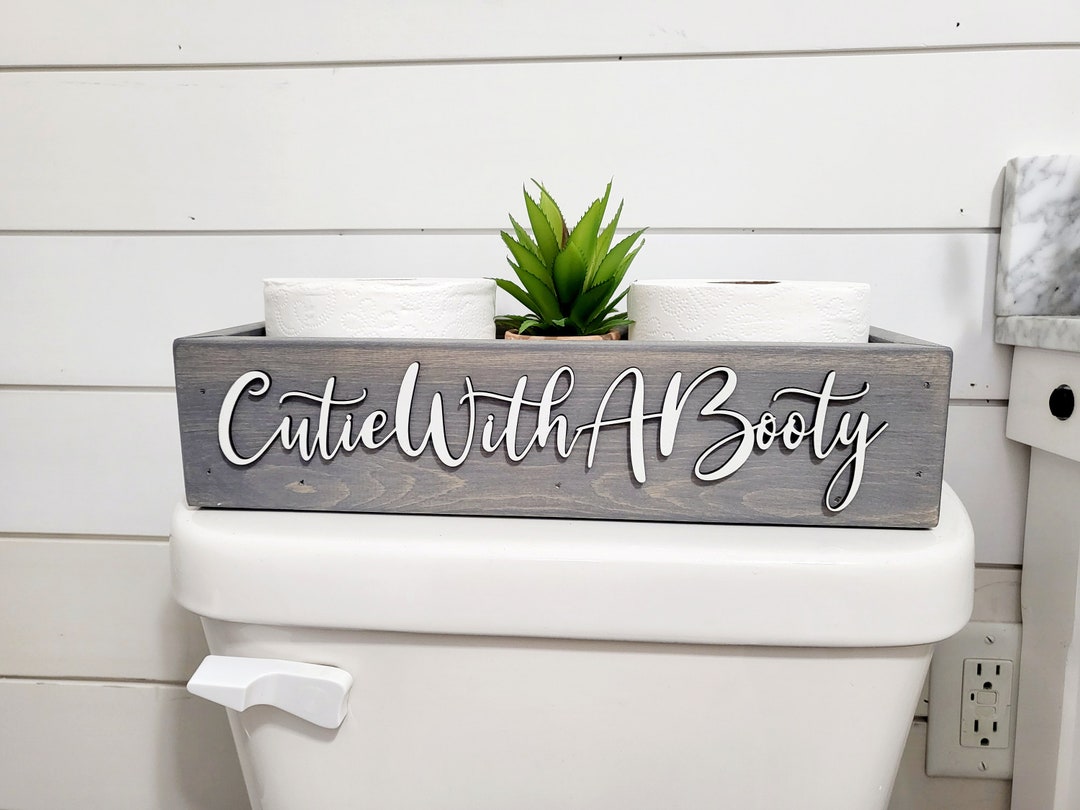 3D Cutie With a Booty Toilet Box - Funny Bathroom Decor - Rustic Toilet ...
