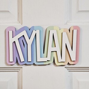 Rainbow Wood Name Sign, Wooden Name Sign, Name Signs for Nursery, Girl ...