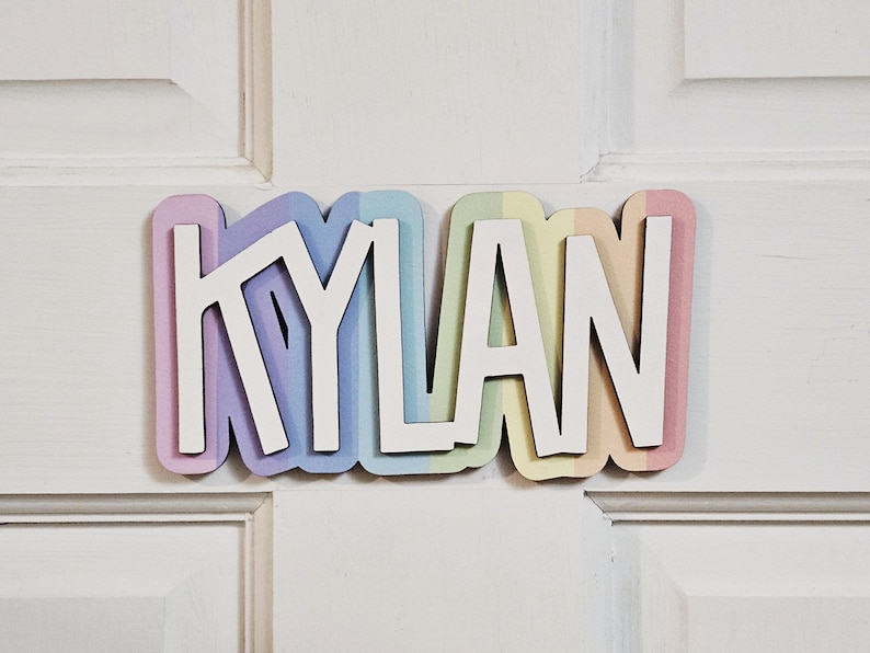 Rainbow Wood Name Sign, Wooden Name Sign, Name Signs for Nursery, Girl ...